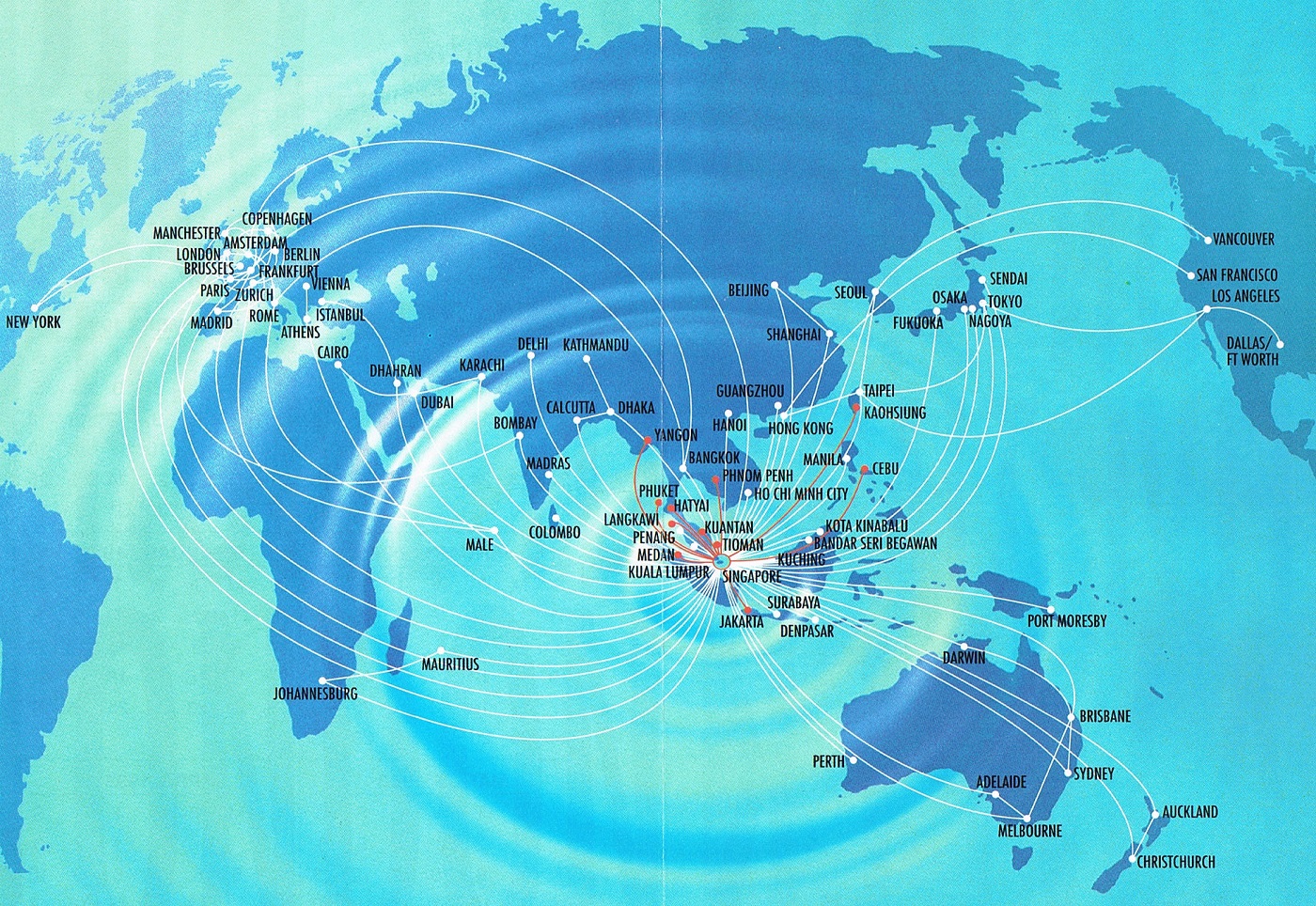 Singapore Airlines October 25 1992 Route Map Singapore Airlines October 25 1992 Route Map
