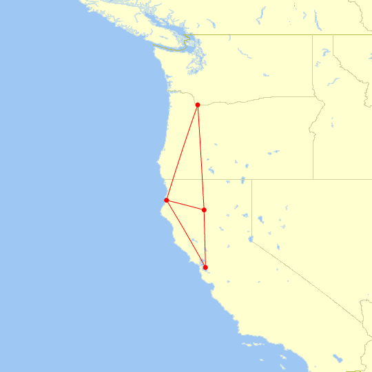 AFS Airlines November 1, 1983 Route Map
