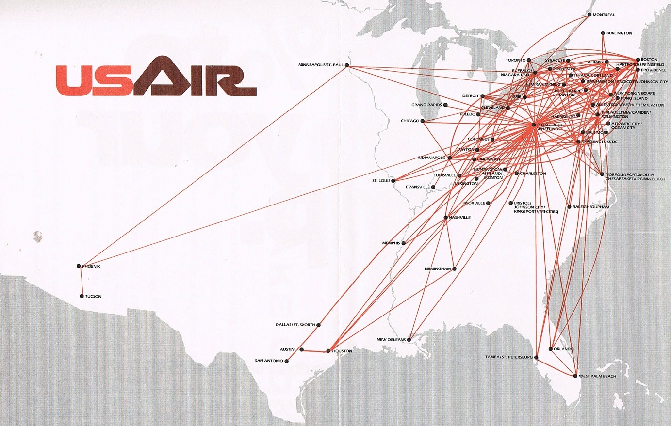 USAir June 1, 1981 Route Map