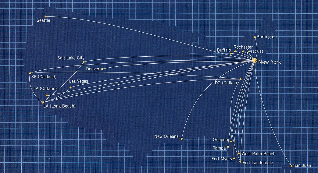 JetBlue Airways January 2003 Route Map