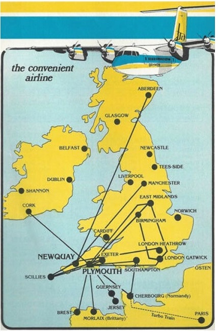 Brymon Airways March 30, 1981 Route Map