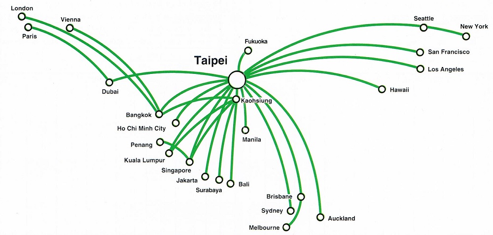 EVA Air April 1, 1995 Route Map