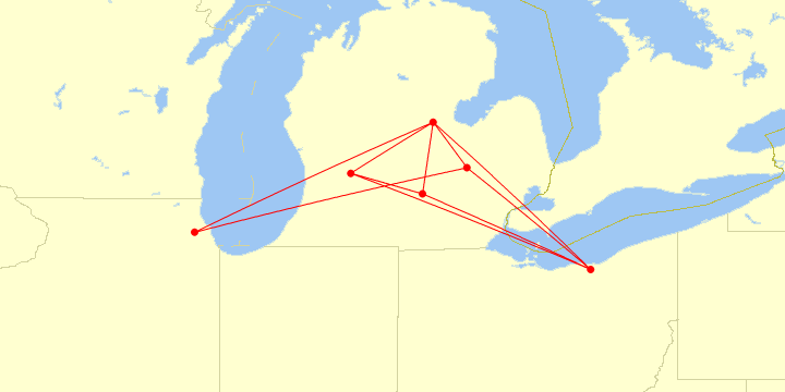 Freedom Airlines October 21, 1981 Route Map