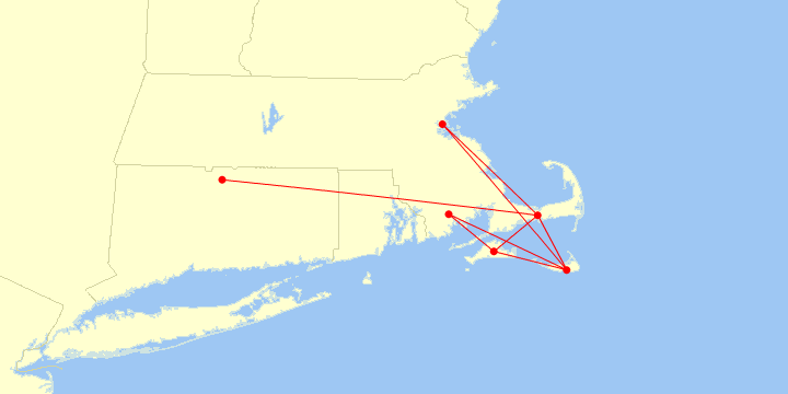 Gull Air January 15, 1986 Route Map
