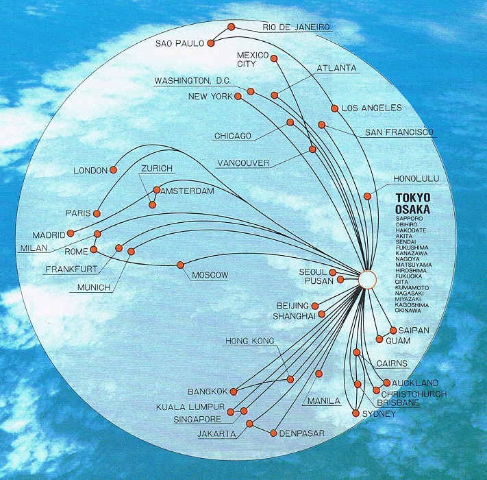 Japan Airlines November 1, 1994 Route Map