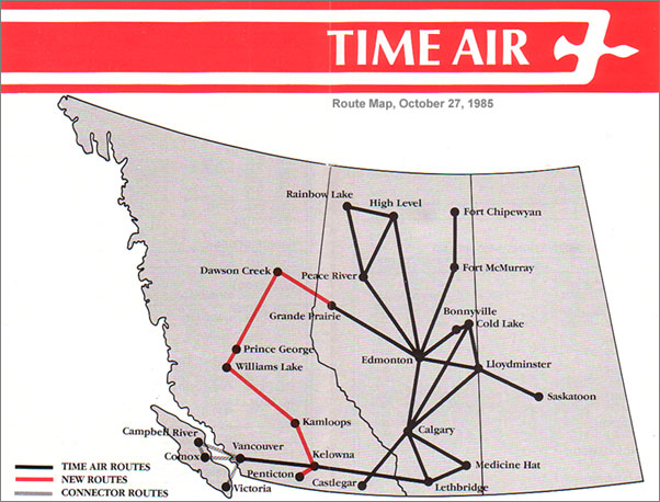 Time Air October 27, 1985 Route Map