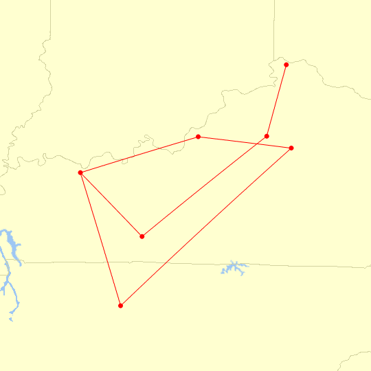 Air Kentucky November 6, 1976 Route Map