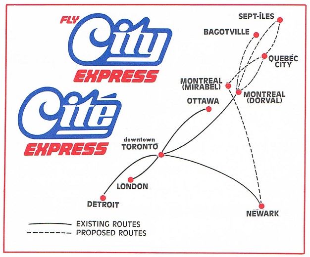 City Express Airlines June 15, 1987 Route Map
