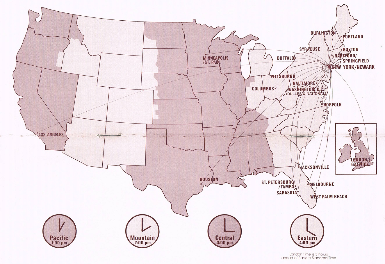 People Express Airlines July 17, 1984 Route Map