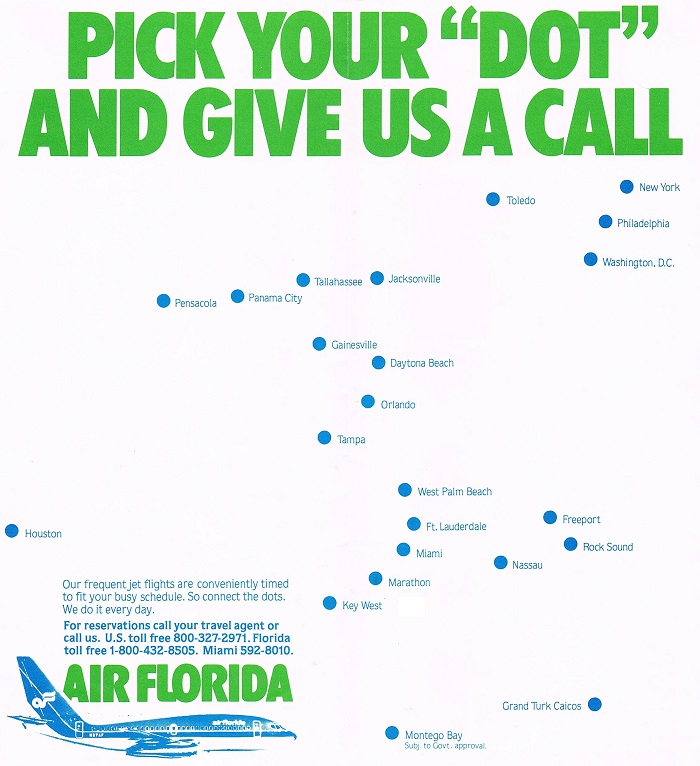 Air Florida January 12, 1980 Route Map