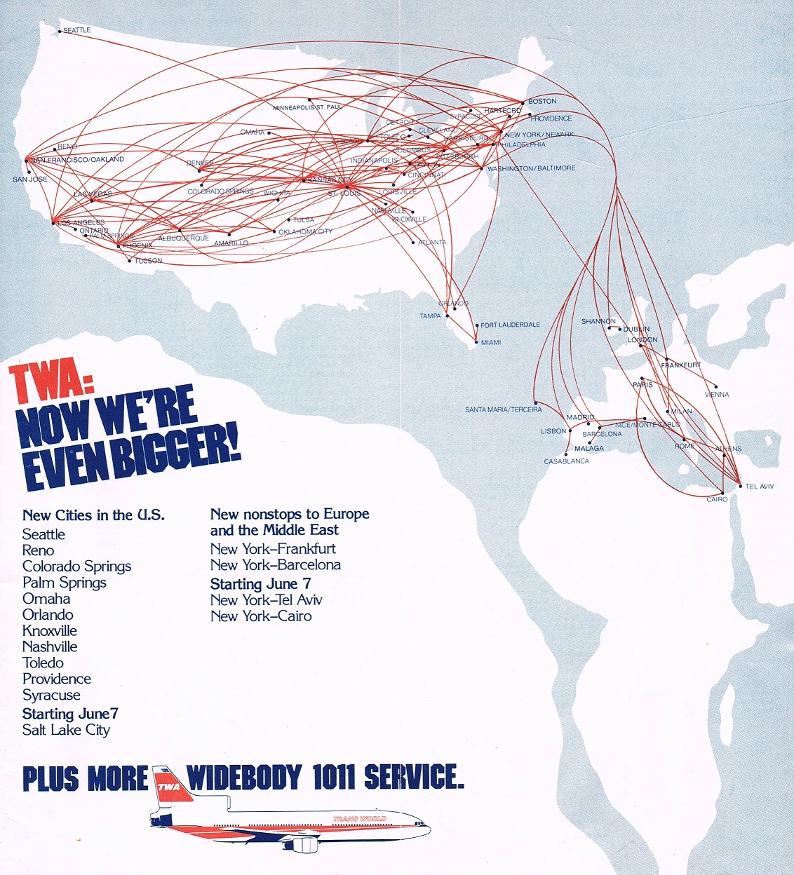 Trans World Airlines April 29, 1979 Route Map