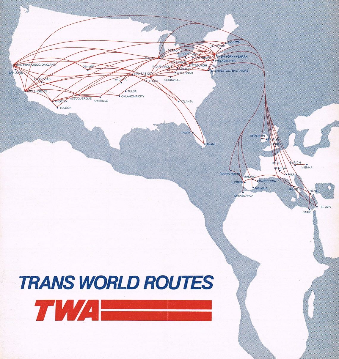 Trans World Airlines June 10, 1976 Route Map
