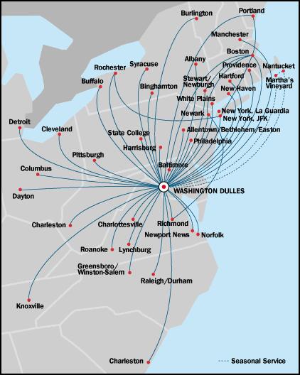 Atlantic Coast Airlines October 27, 1997 Route Map